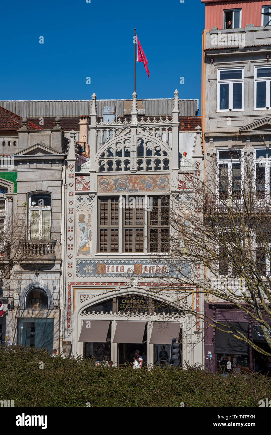 Porto, Portugal. 22 March 2019. View of the famous portos library in ...