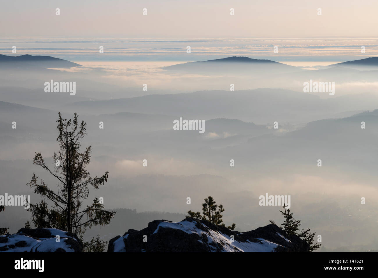 Fog above clouds sunset clouds fog inversion hi-res stock photography ...