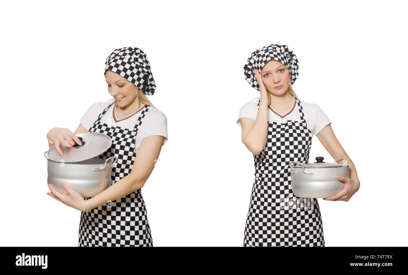 Woman cook isolated on the white background Stock Photo - Alamy