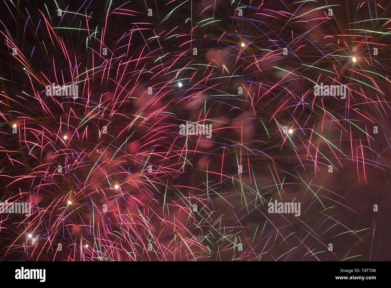 Fireworks in long exposure Stock Photo - Alamy