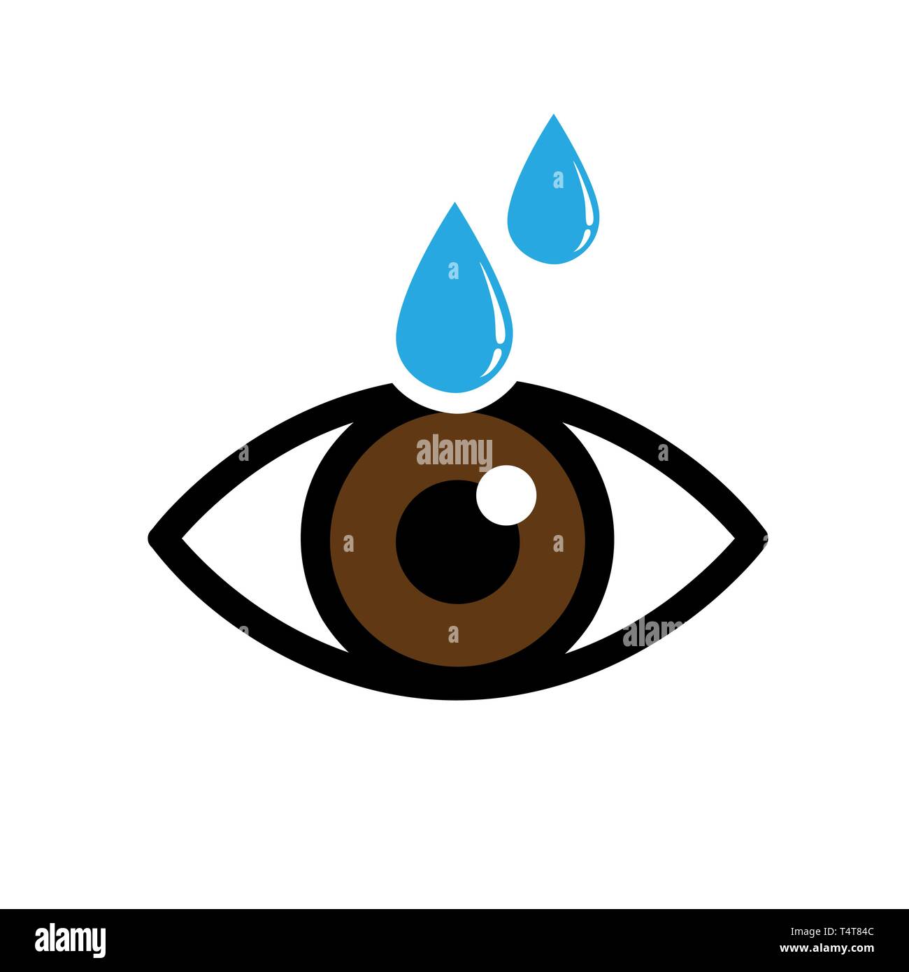brown eye with eye drops icon isolated on white background vector ...