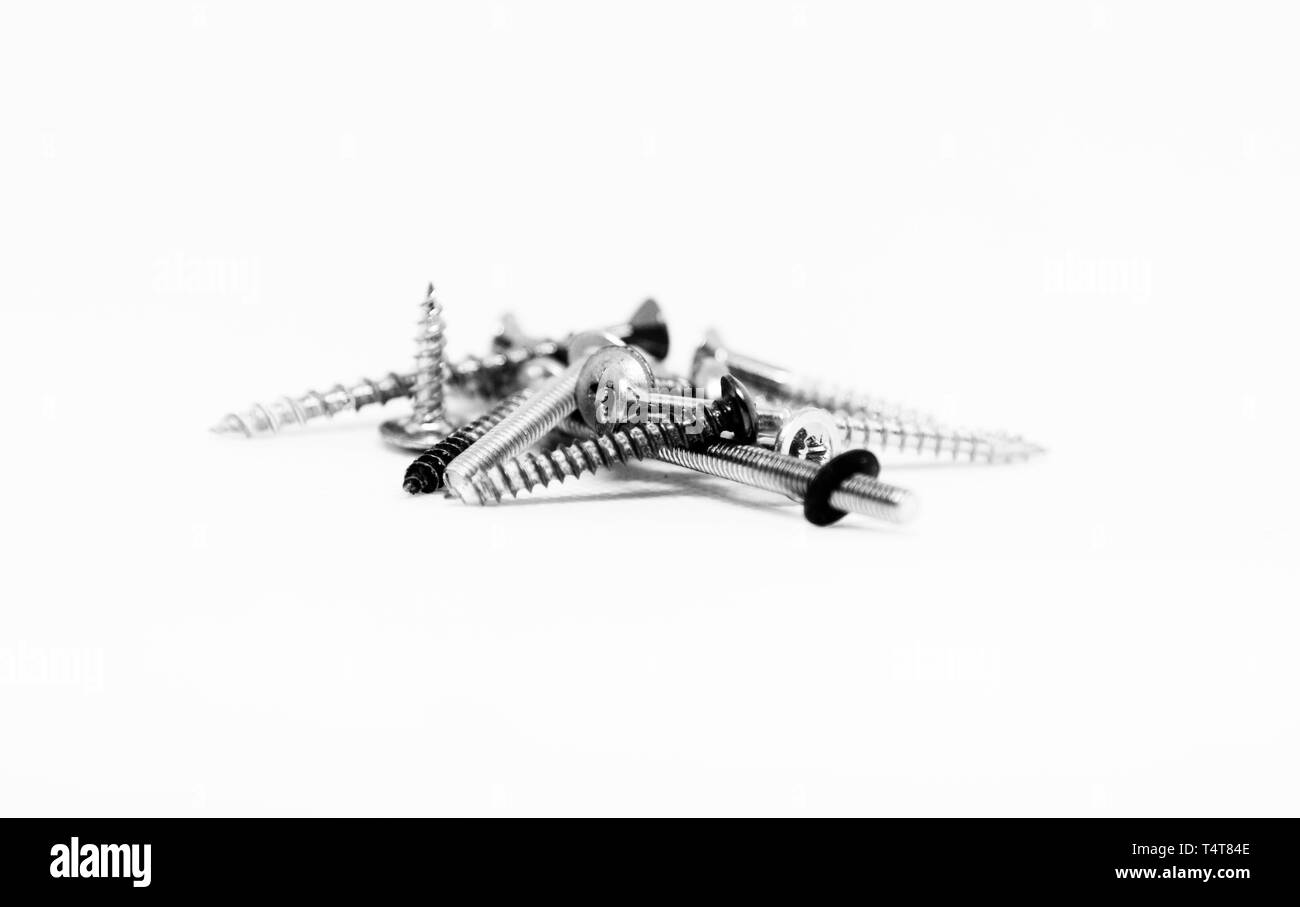 several screws in black and white Stock Photo - Alamy
