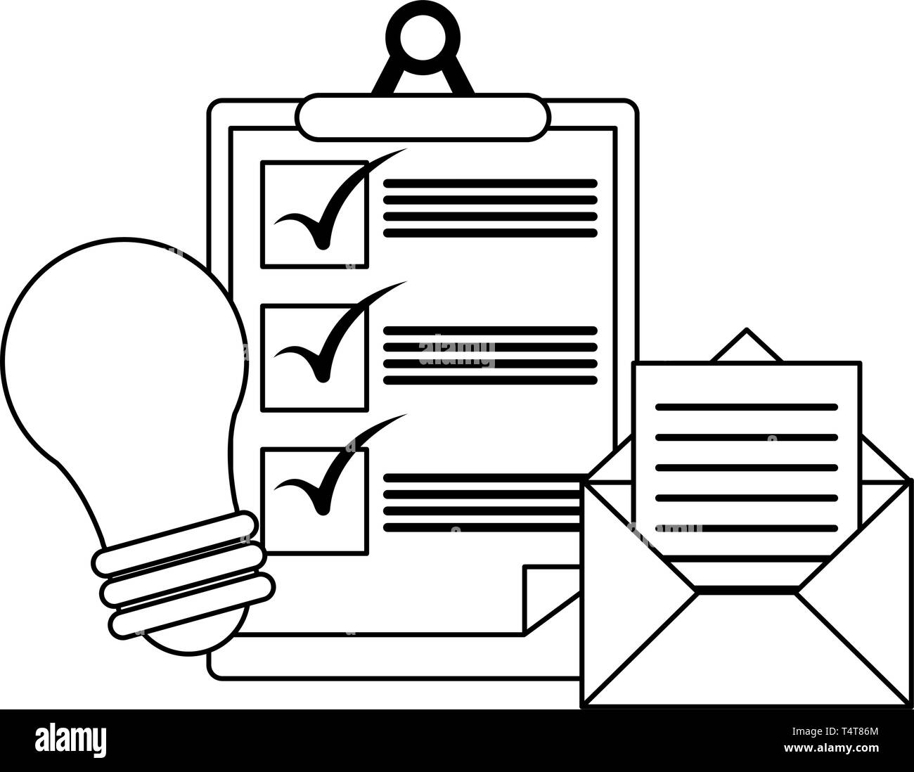 Business communication technology in black and white Stock Vector Image ...