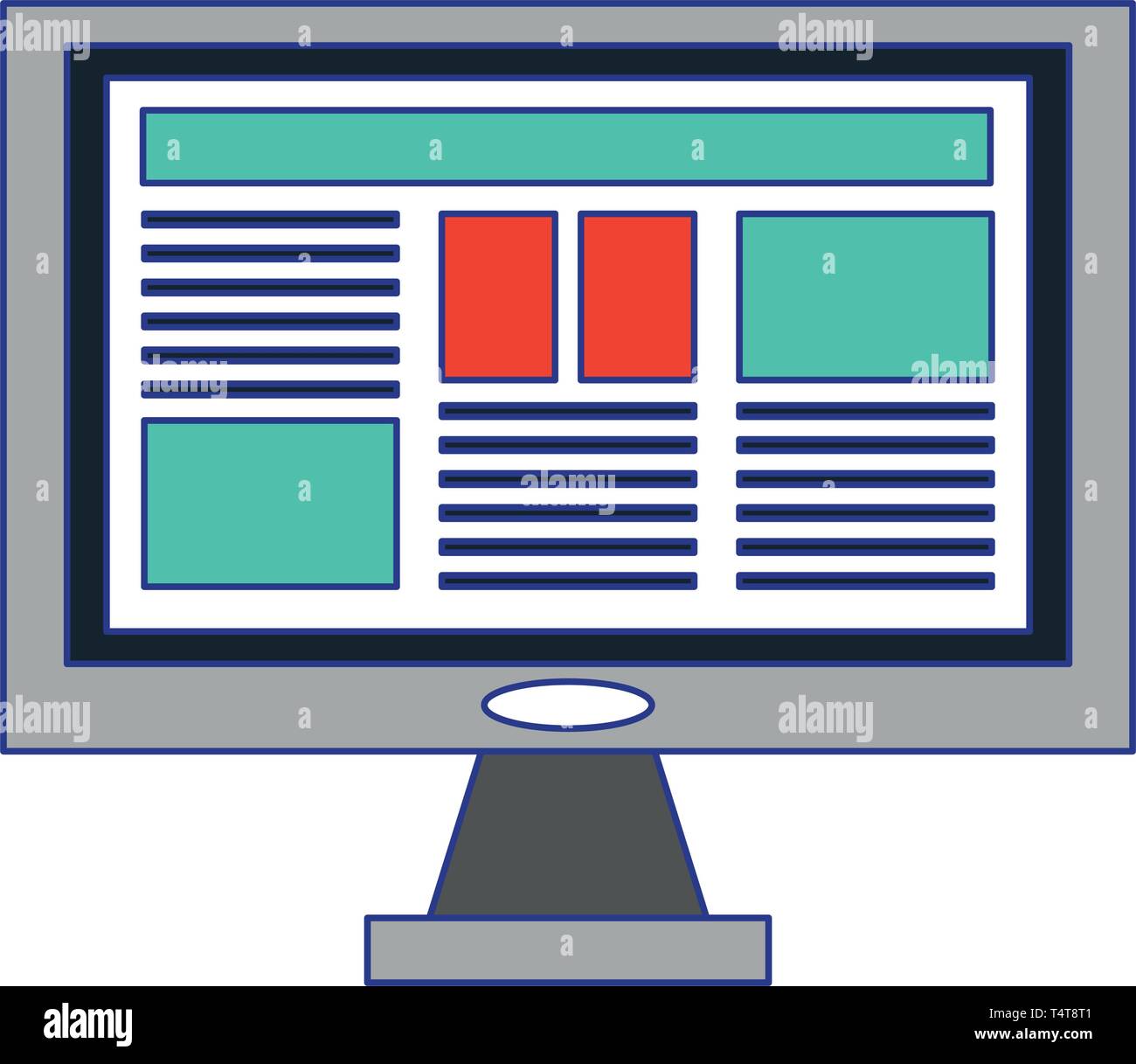 Computer screen hardware symbol blue lines Stock Vector Image & Art - Alamy