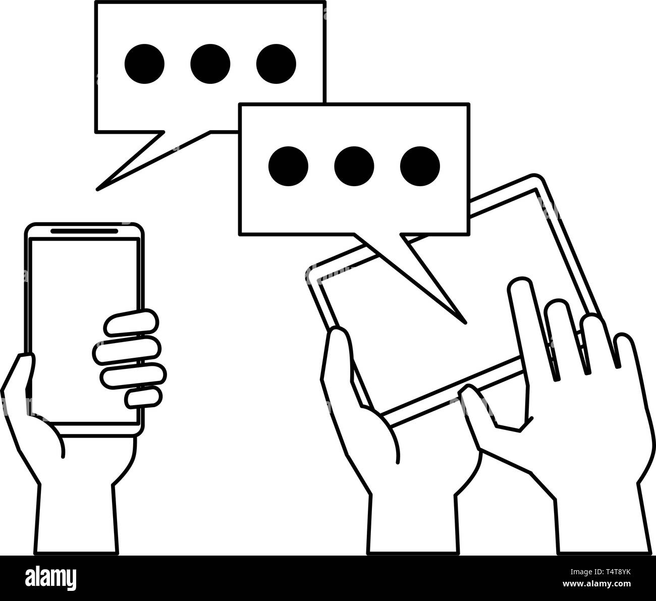 Business communication technology in black and white Stock Vector Image ...