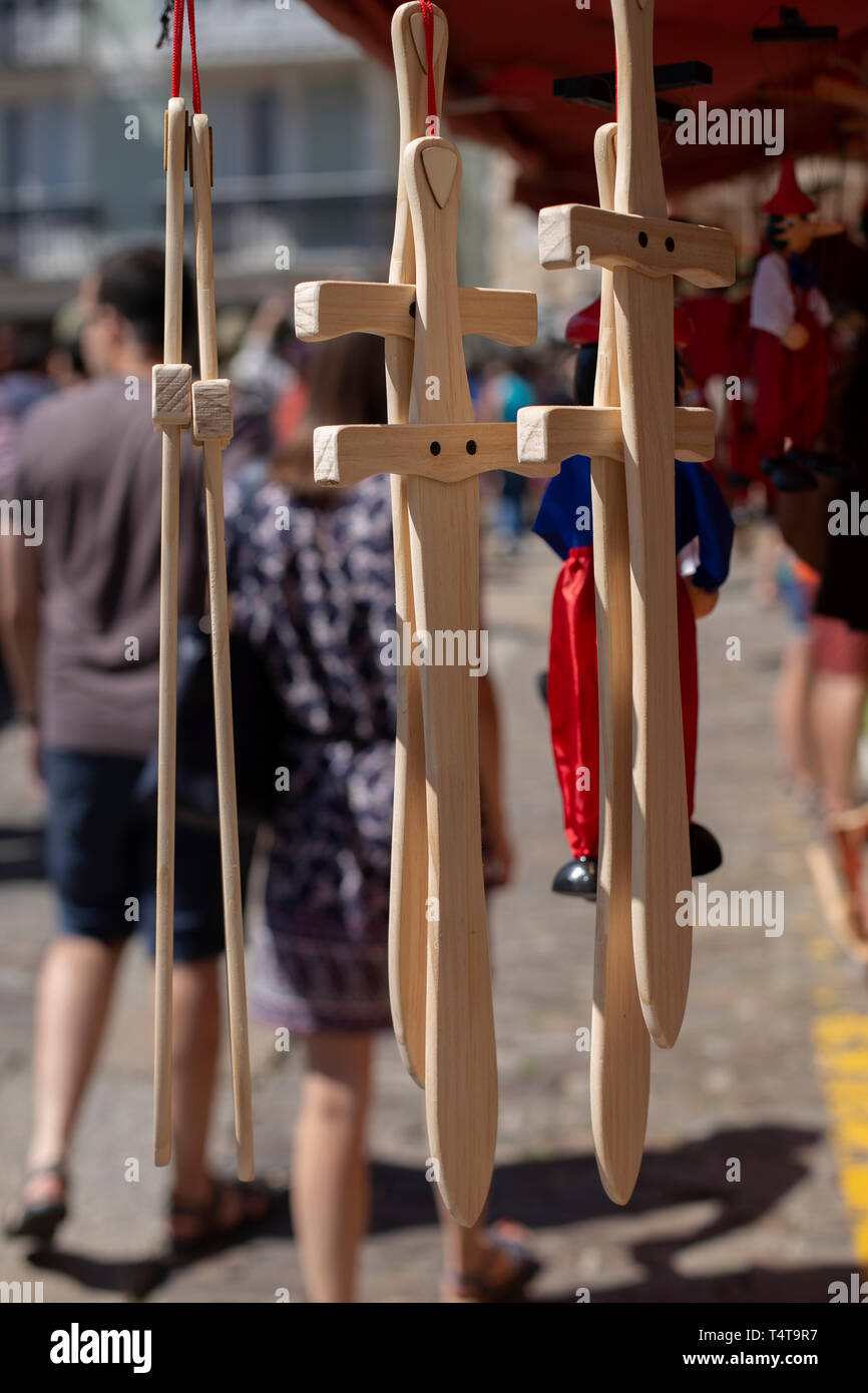 Wooden swords shop Stock Photo - Alamy