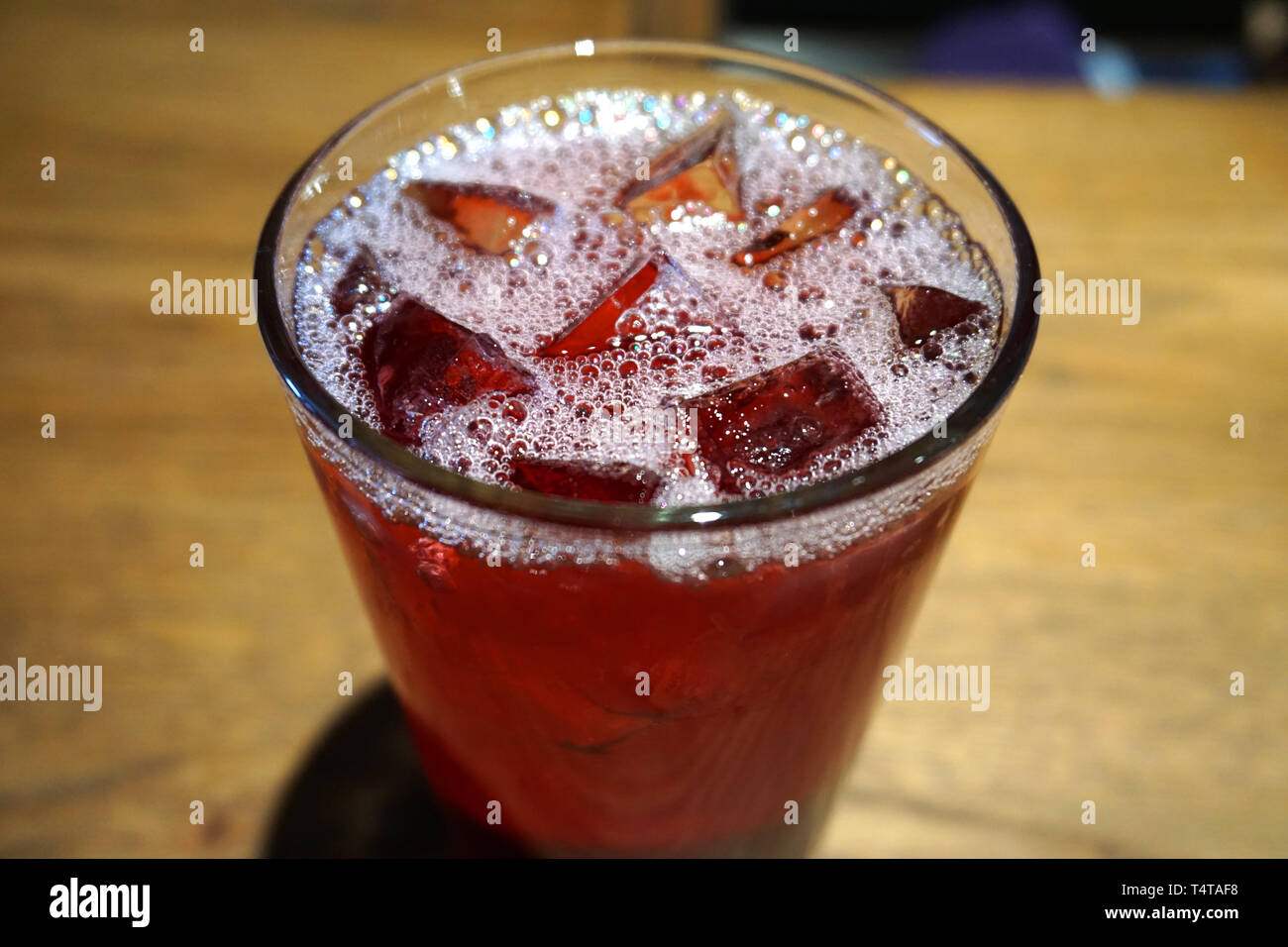 Beautiful delicious cranberry juice cocktail alcohol in glass with ice ...
