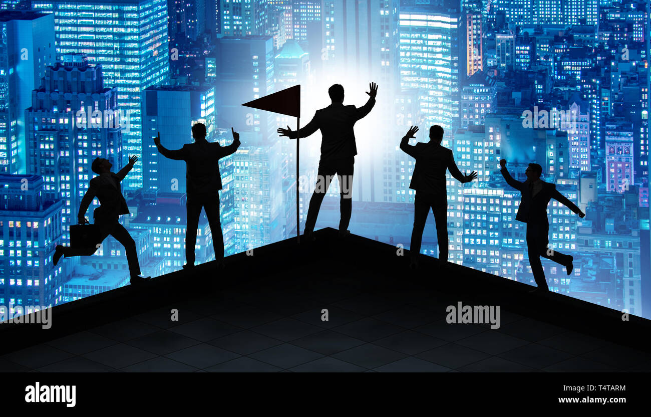 Businessmen in achievement and teamwork concept Stock Photo - Alamy