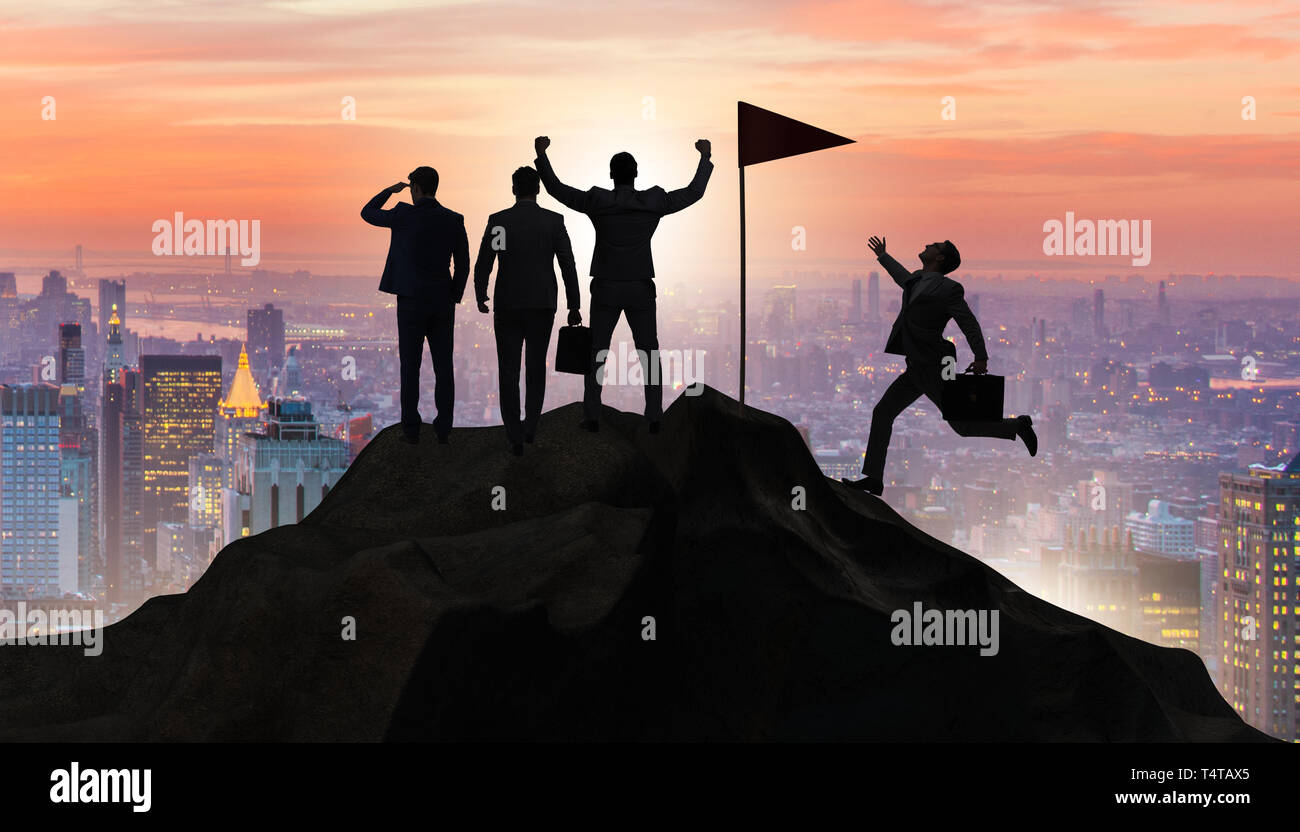 Businessmen in achievement and teamwork concept Stock Photo - Alamy