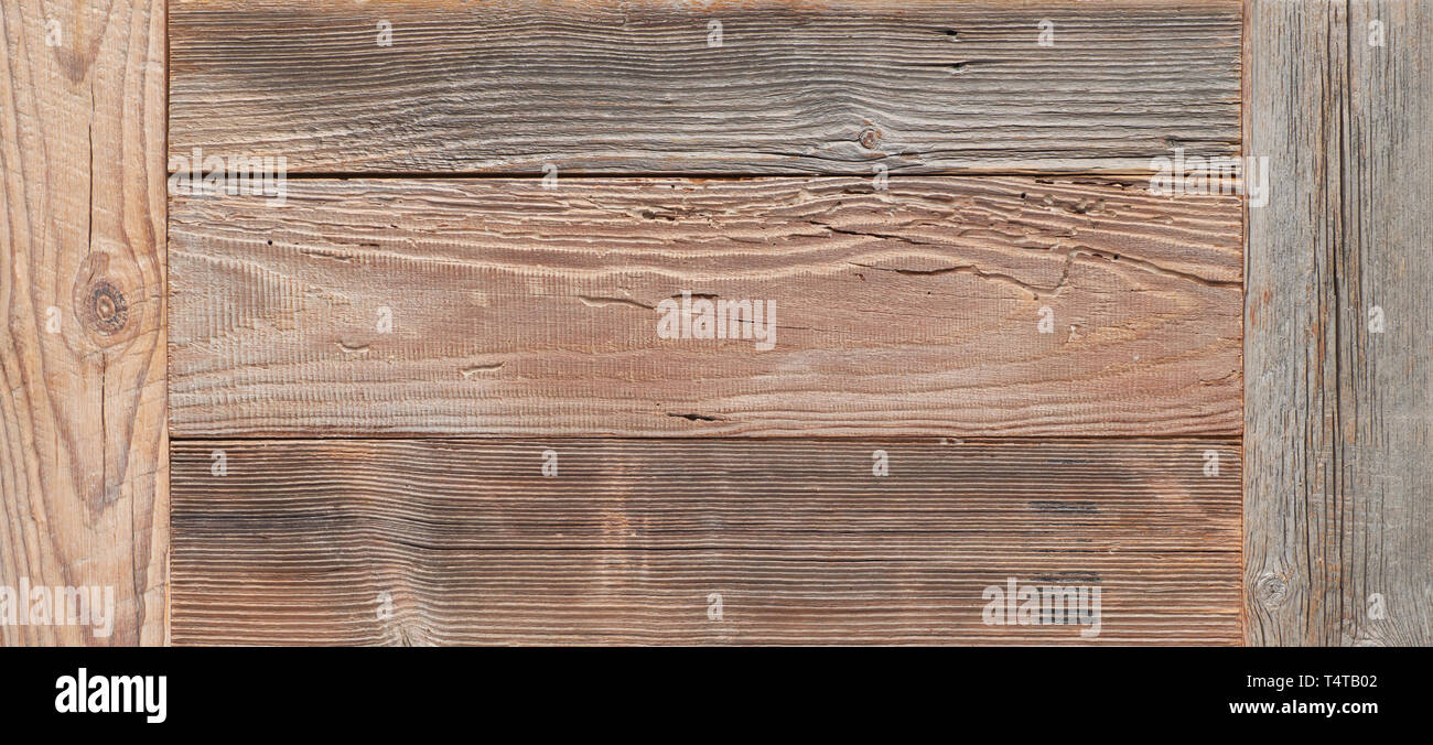 Aged rustic wooden planks, top view, panoramic image with copy-space ...