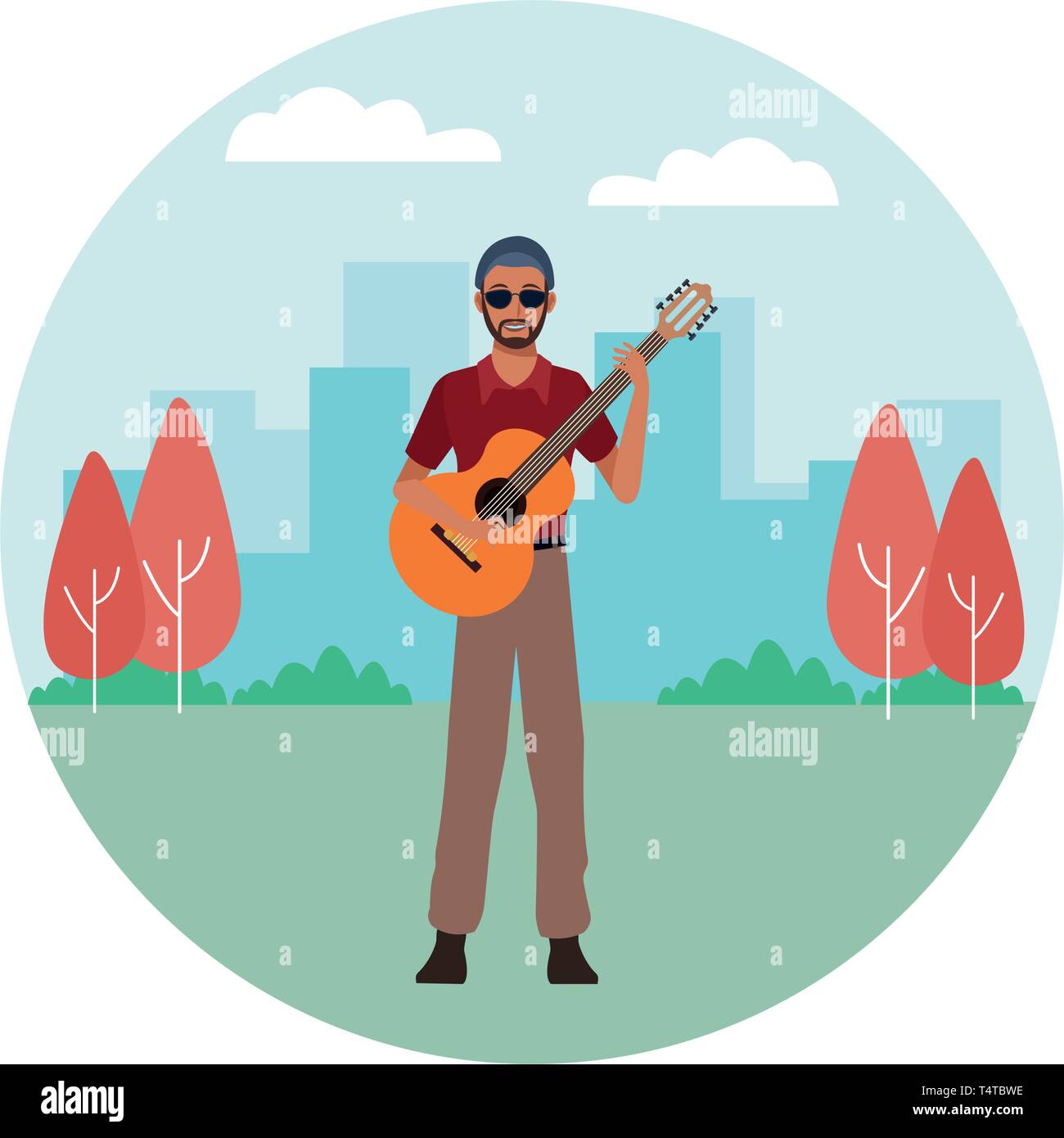musician playing guitar round icon Stock Vector Image & Art - Alamy
