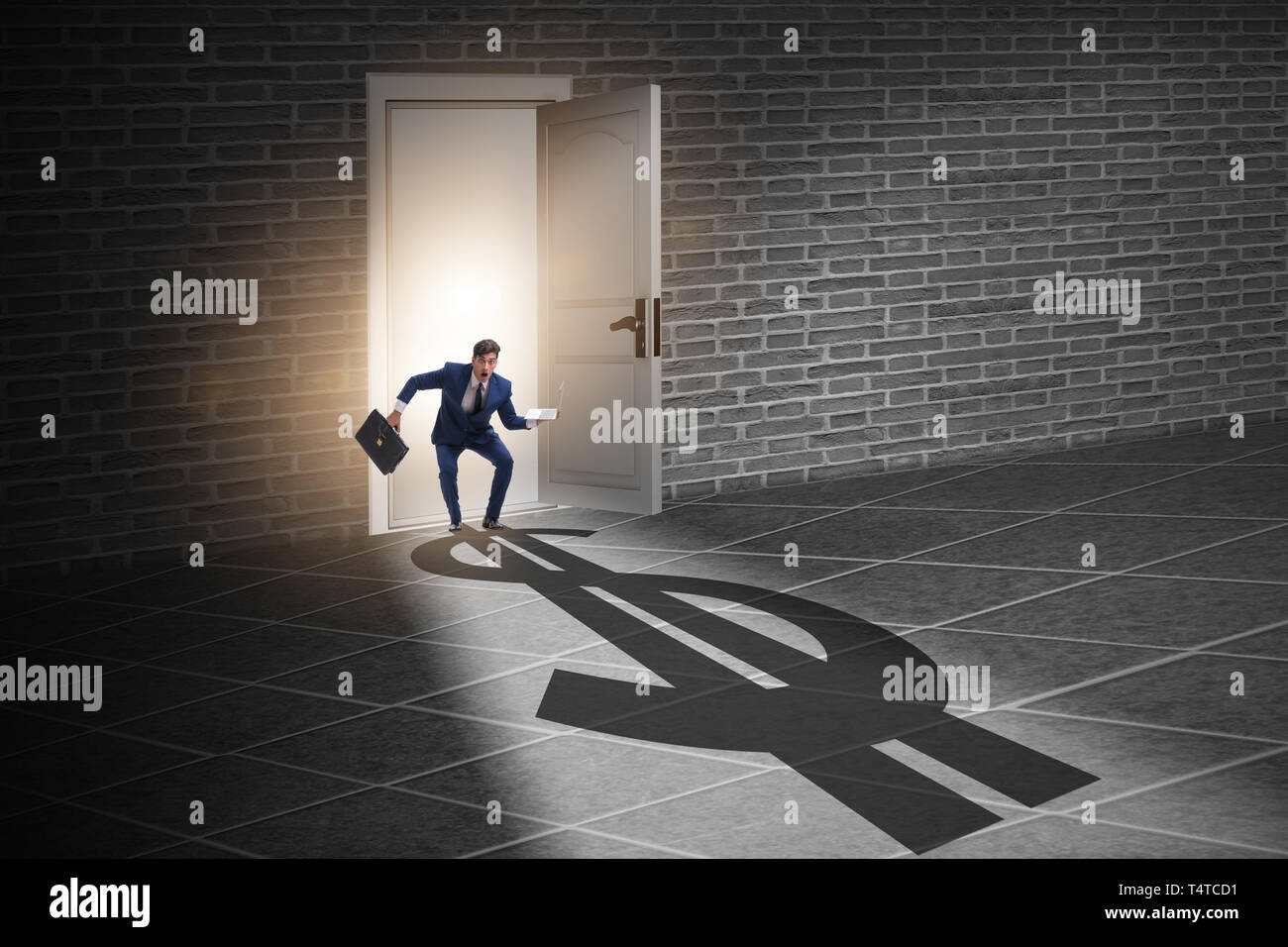 Businessman escaping dollar man hi-res stock photography and images - Alamy