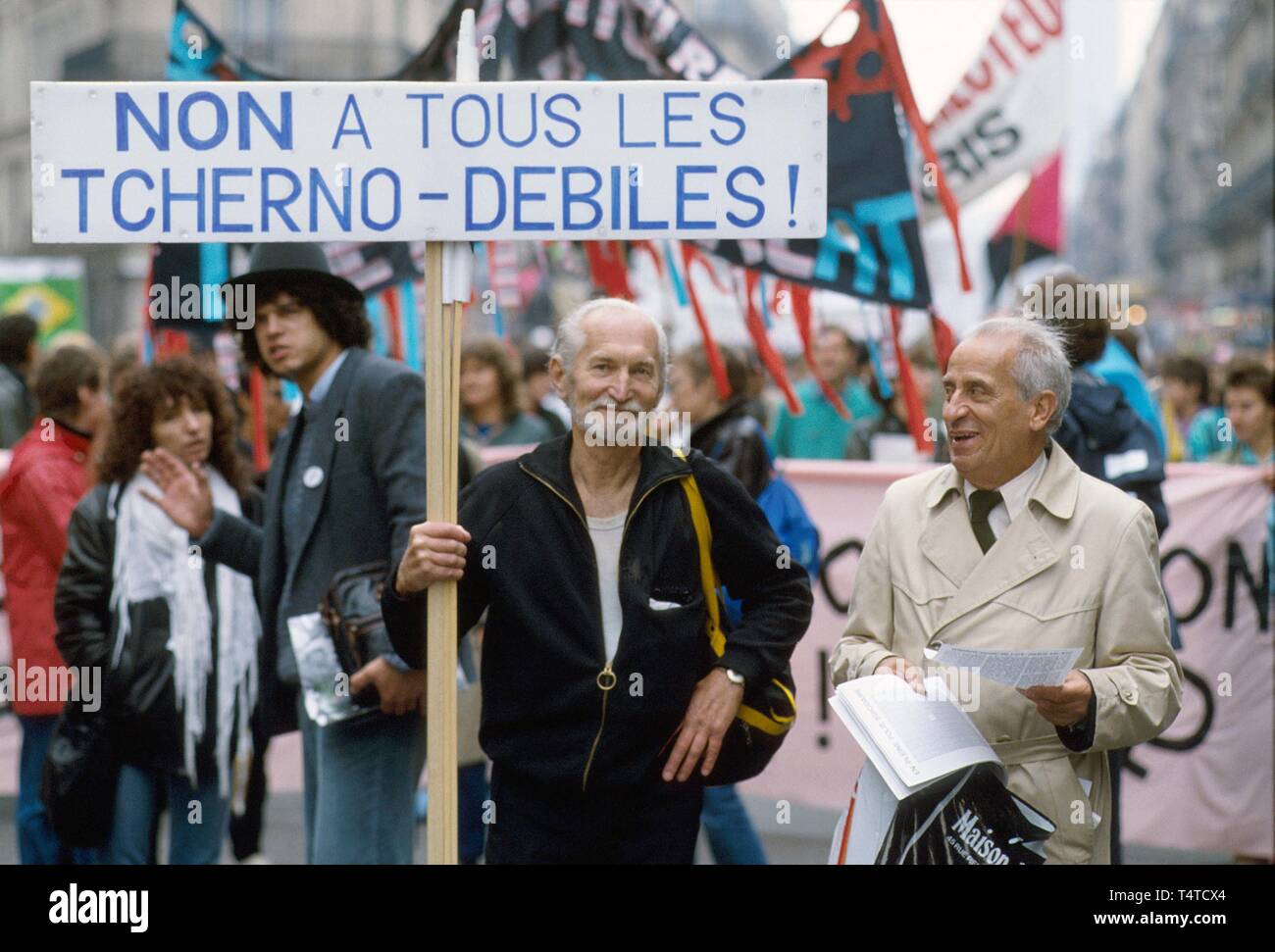 Antinuclear demonstration in Paris, France, June 1987 Stock Photo - Alamy