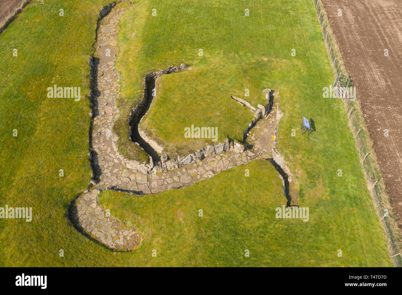 Aerial view of Carlungie Earth House, Monifieth, Angus, Scotland Stock ...