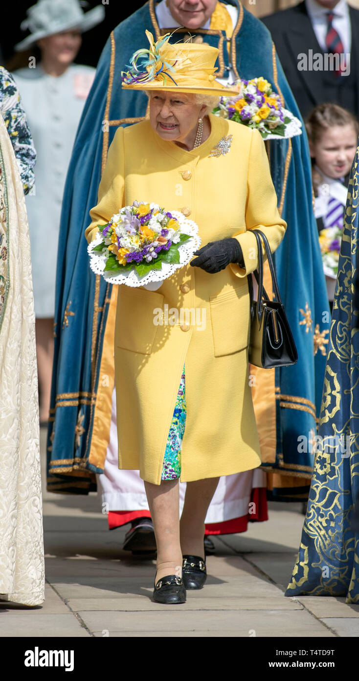 Queen Elizabeth II leaving St George's Chapel in Windsor after the ...