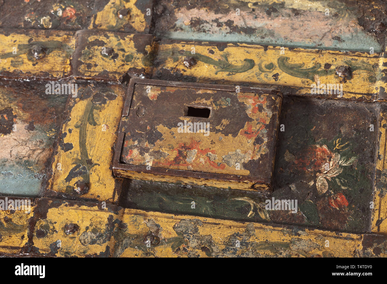 A German painted iron casket, circa 1740, The rectangular casket of ...