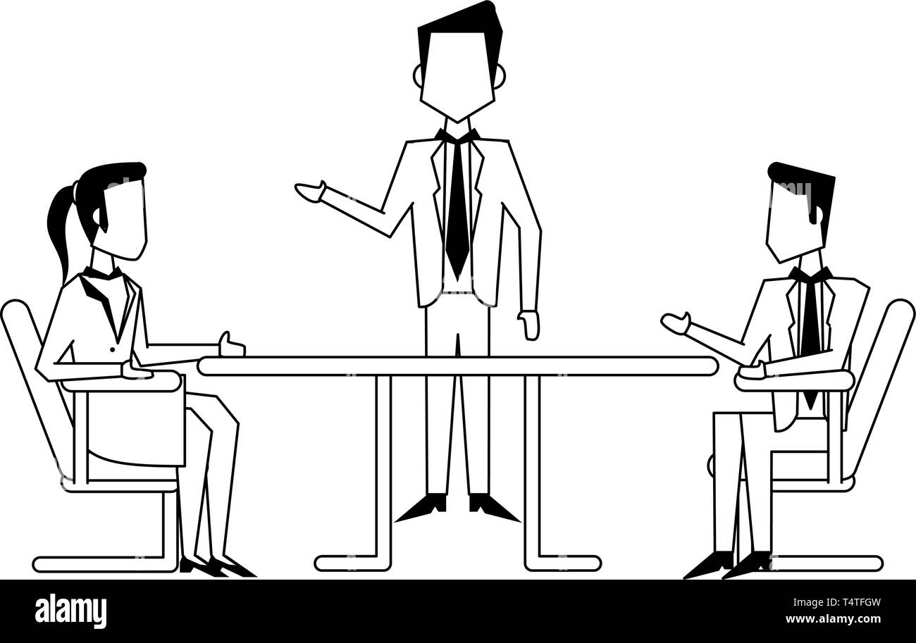 Business teamwork workers avatar in black and white Stock Vector Image ...