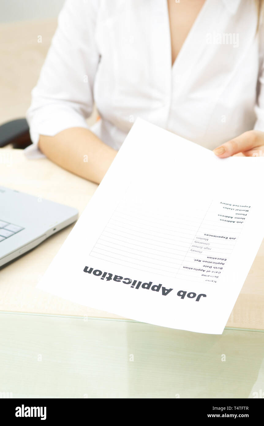 businesswoman giving a empty job application form Stock Photo - Alamy