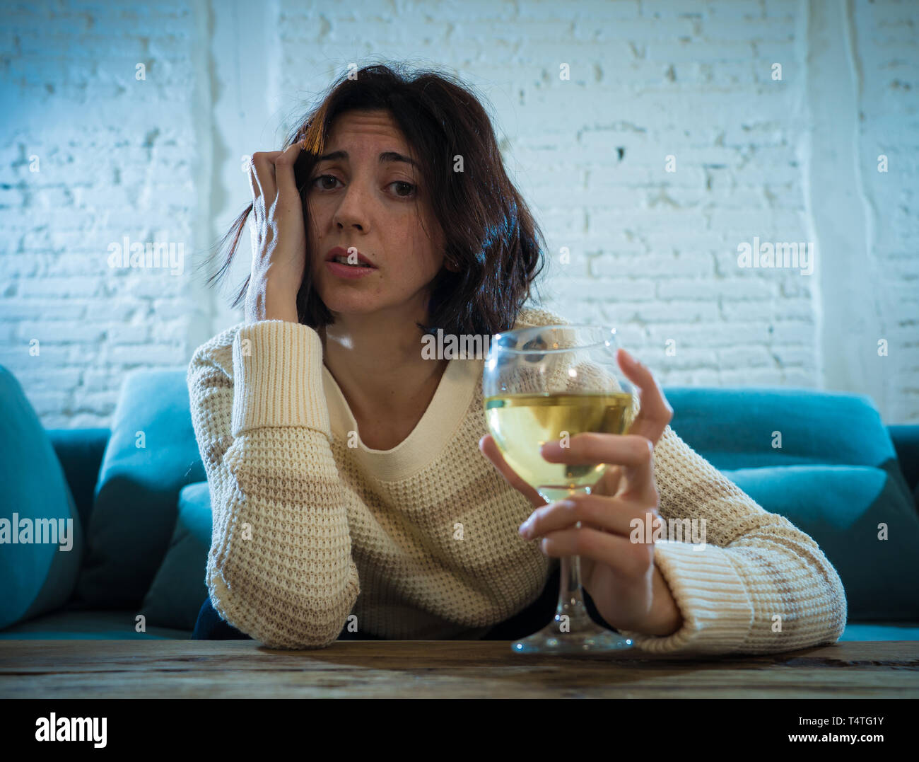 Stressed woman drinking hi-res stock photography and images - Alamy