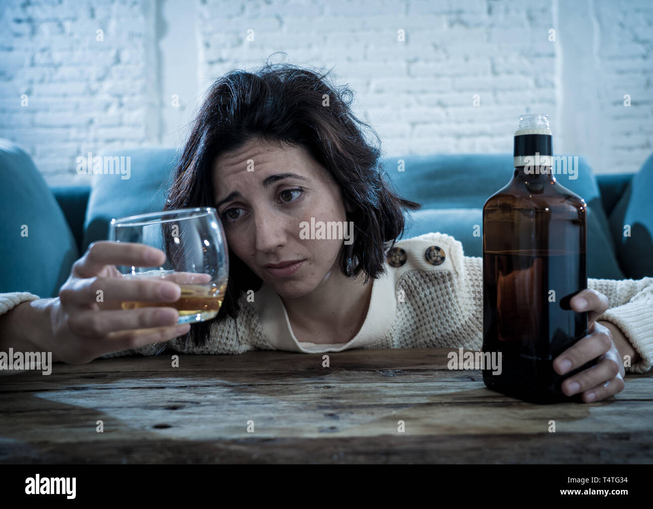 Lonely Alcoholic Woman