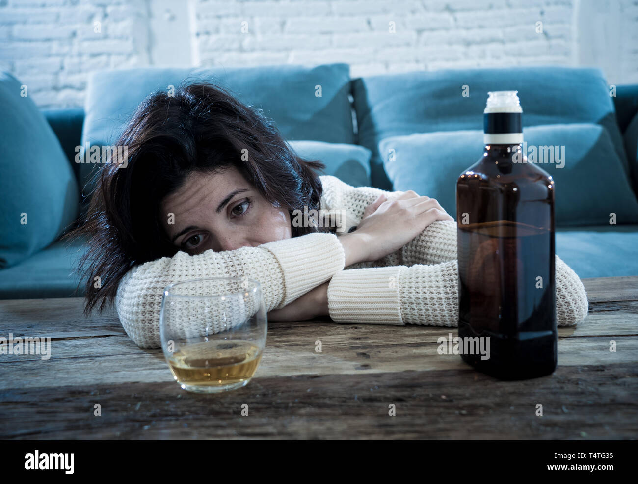 Lonely Alcoholic Woman