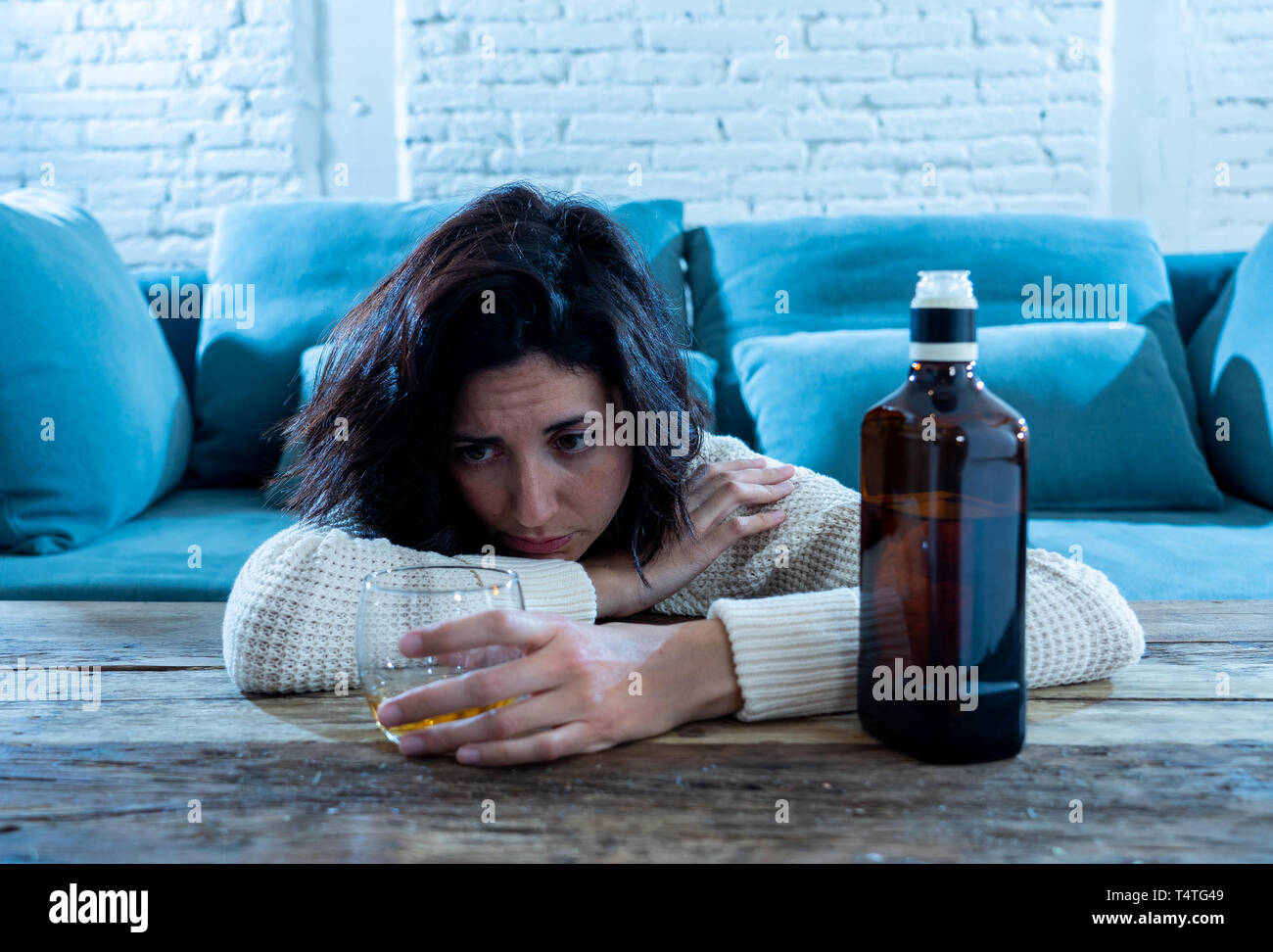 Lonely Alcoholic Woman