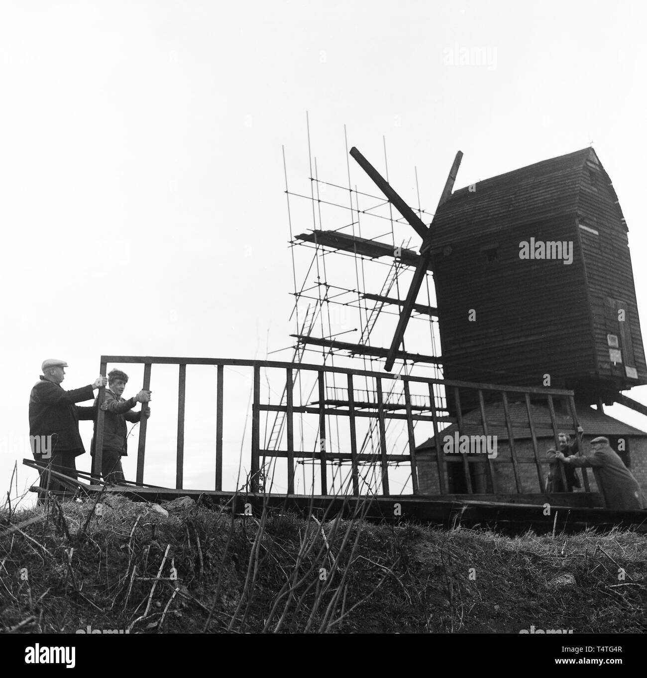 1960s, historical, repairs to the Windmill at Brill, South Hills ...