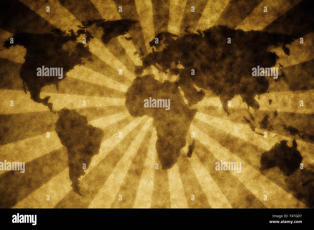 world map trace on old paper texture with sunbeams Stock Photo - Alamy
