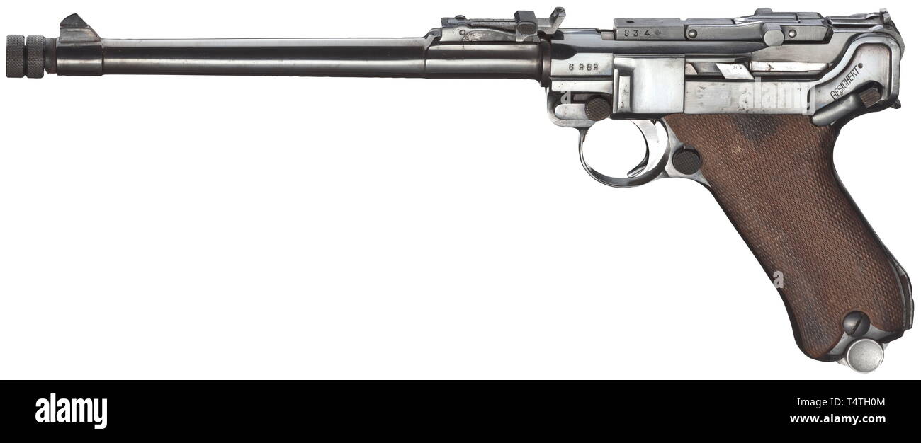 Small arms, pistols, Luger Pistol 08 Parabellum, caliber 9 mm ...