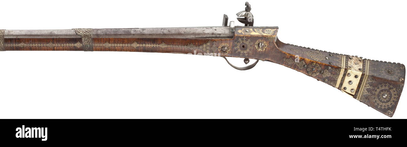 An Ottoman silver inlaid miquelet-lock rifle, mid-18th century ...