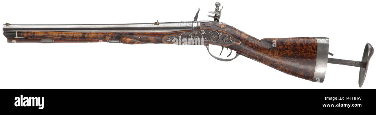 A German boar carbine, Peter Rosenberg, circa 1700. Round barrel with ...