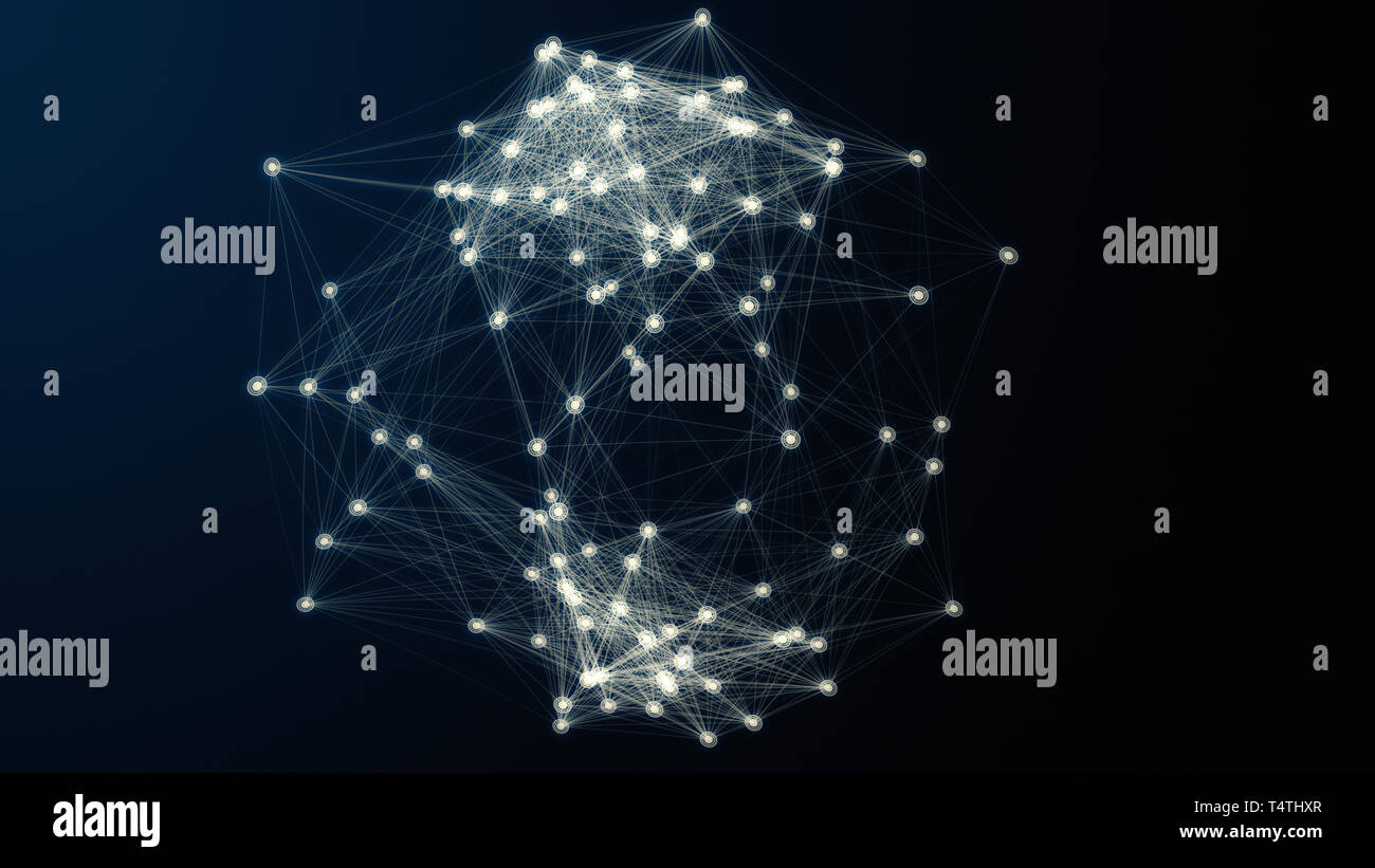 Network connection interface 3D rendering on dark blue background Stock ...