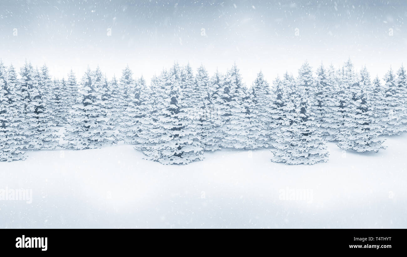 Christmas winter landscape background. Falling snow and snow covered ...
