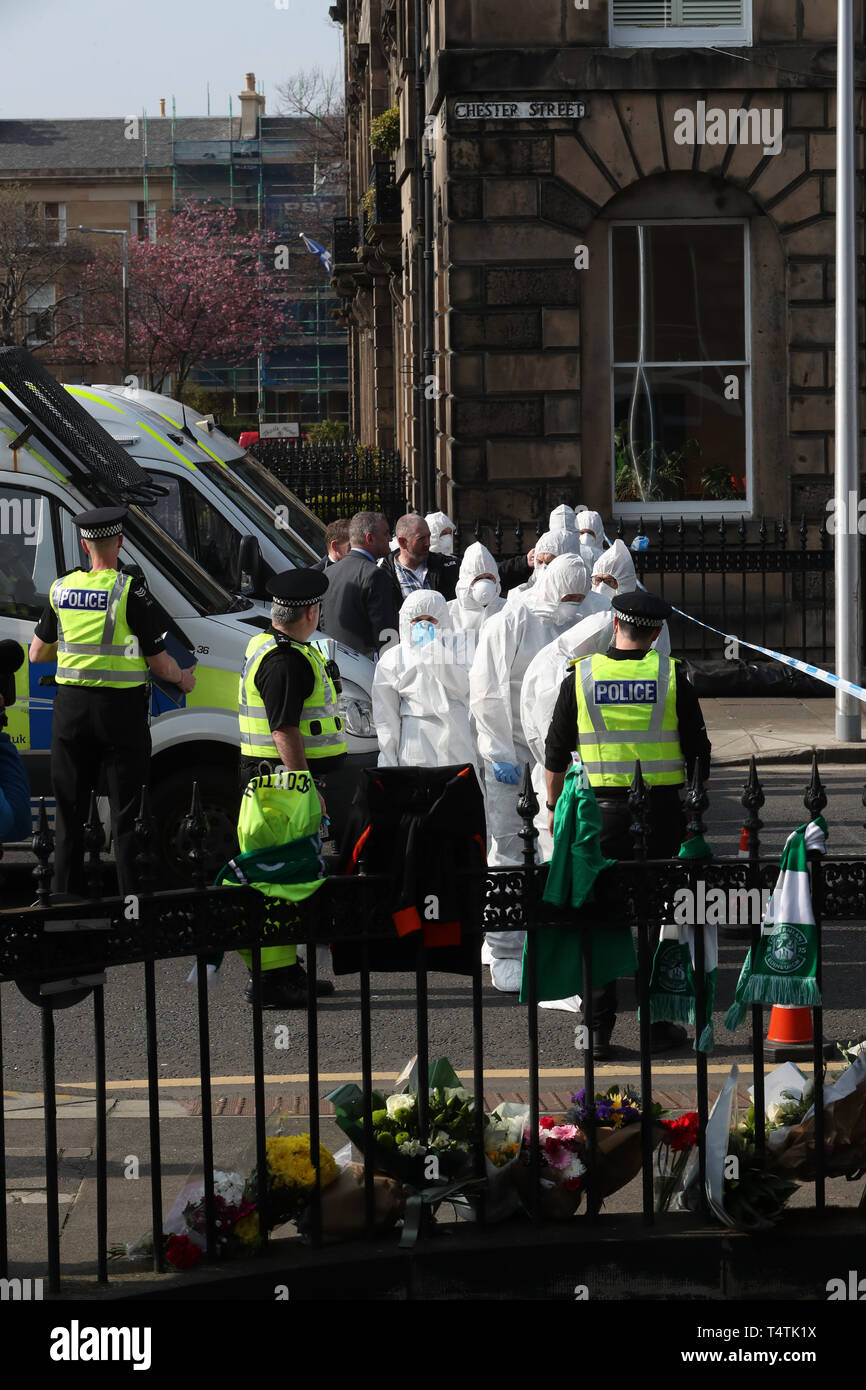 Forensic teams at the scene of the shooting of Trainspotting 2 star ...