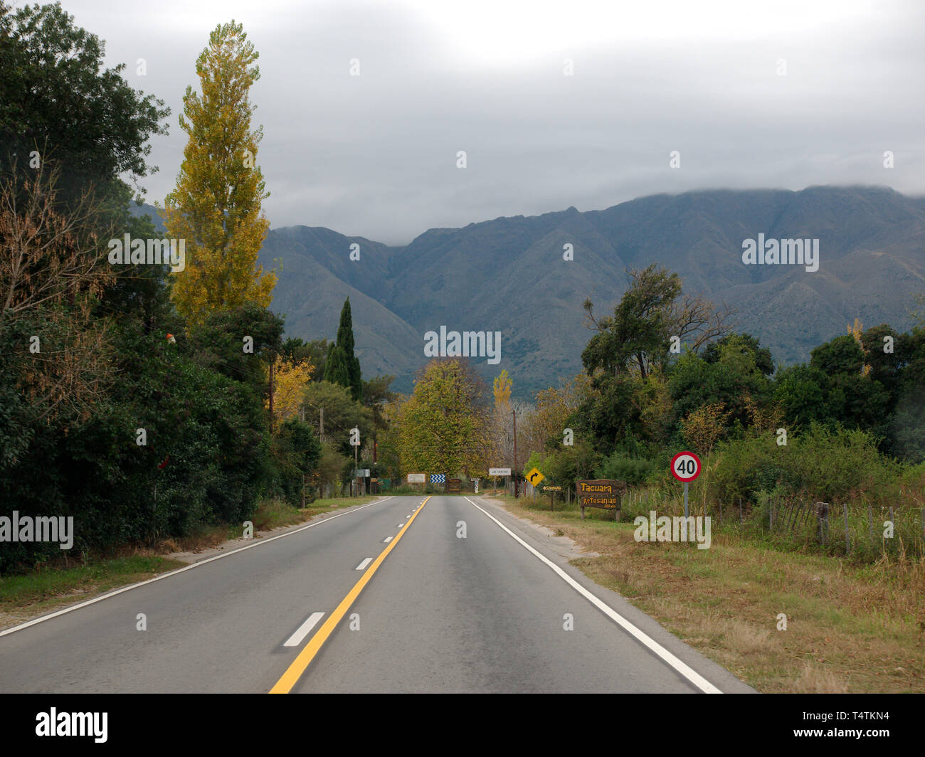 Villa de Merlo, San Luis, Argentina - 2019: The view alongside a road ...