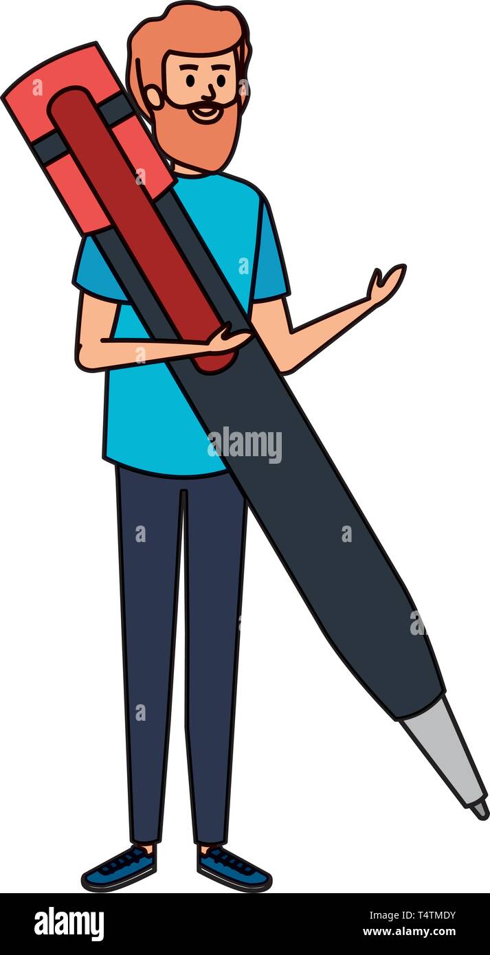 Male avatar with pen Stock Vector Images - Alamy