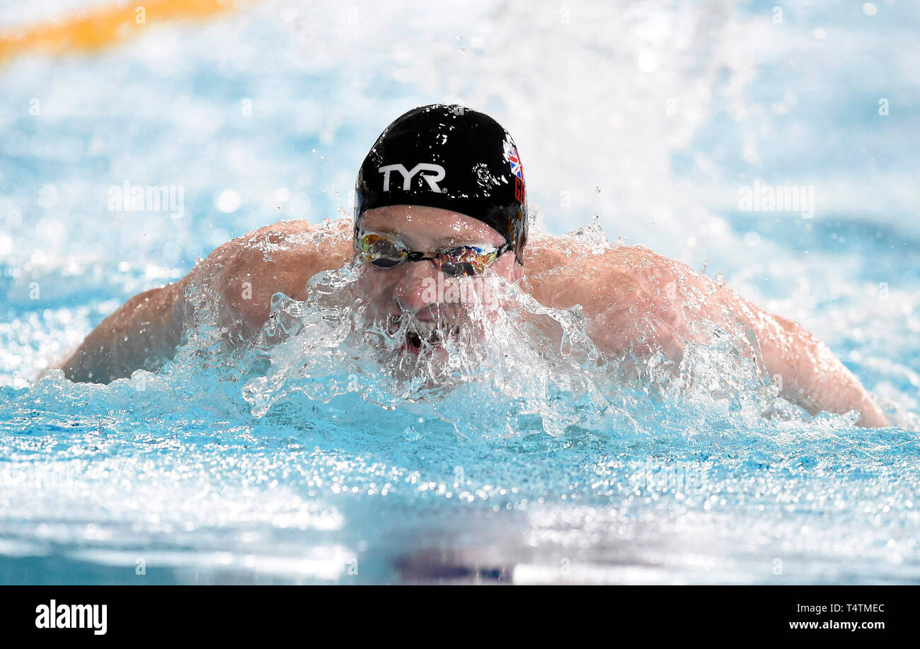 Max Litchfield competing in Heat 7 of the Men's 400m IM event during ...