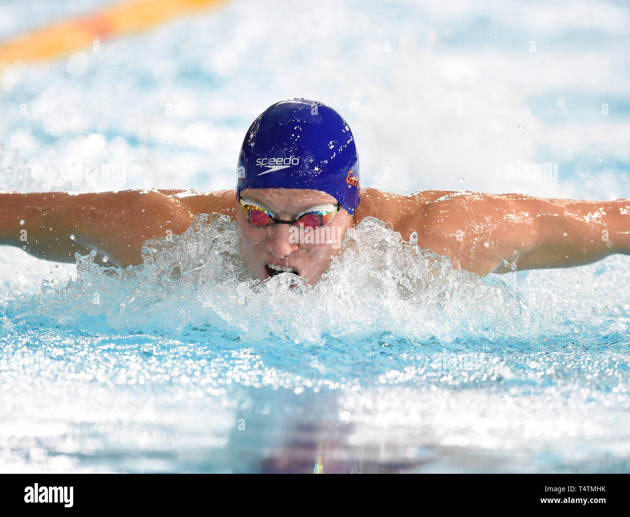 Mark Szaranek competing in Heat 6 of the Men's 400m IM event during day ...