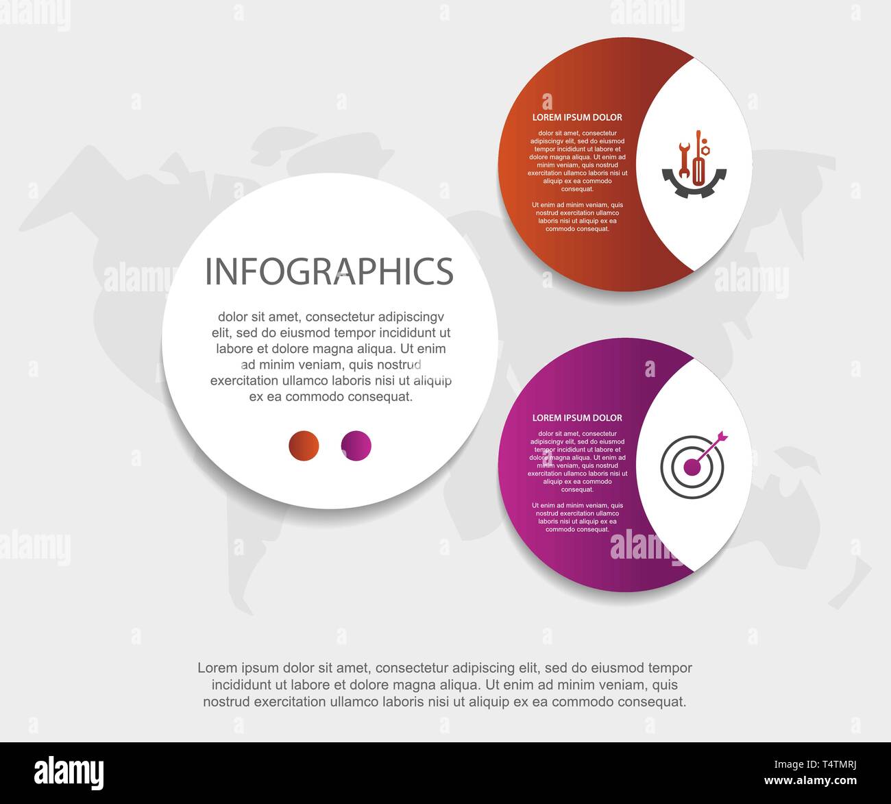 Modern 3D vector illustration. Circular infographic template with two ...