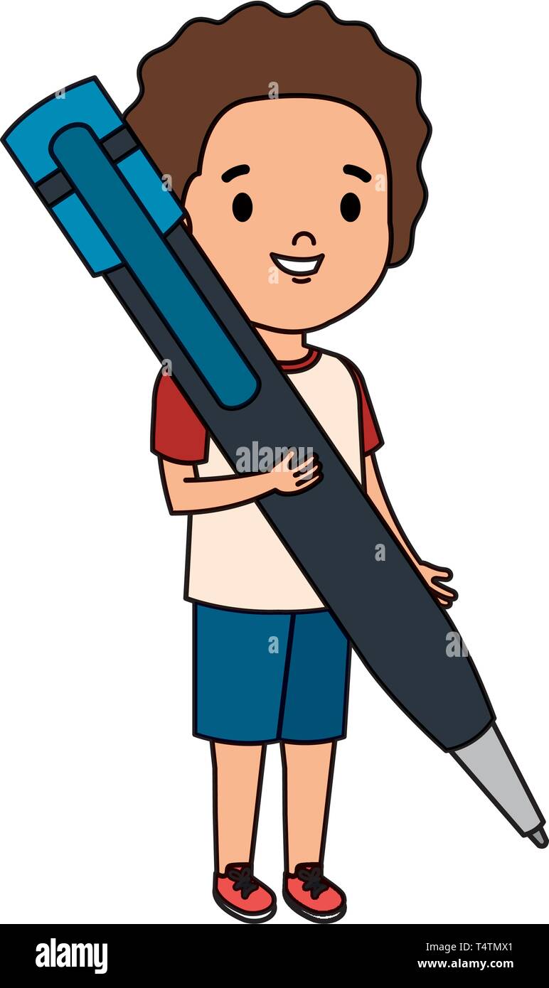 little boy student with pen Stock Vector Image & Art - Alamy