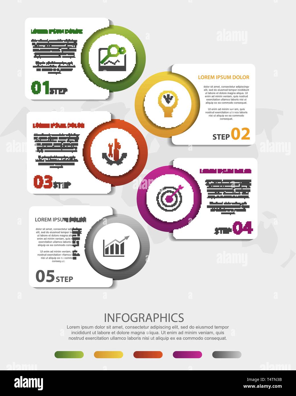 Vector infographic 3D template for five label, diagram, graph ...