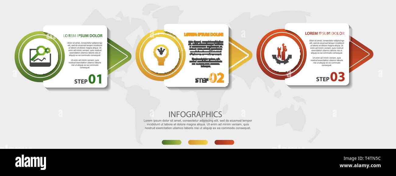 Vector infographic 3D template for three arrow, diagram, graph ...