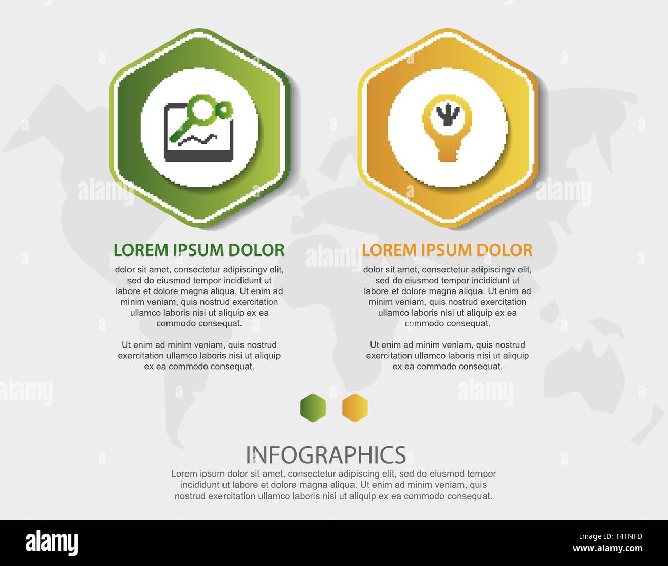 Vector infographic 3D template polygons with rounded corners for two ...