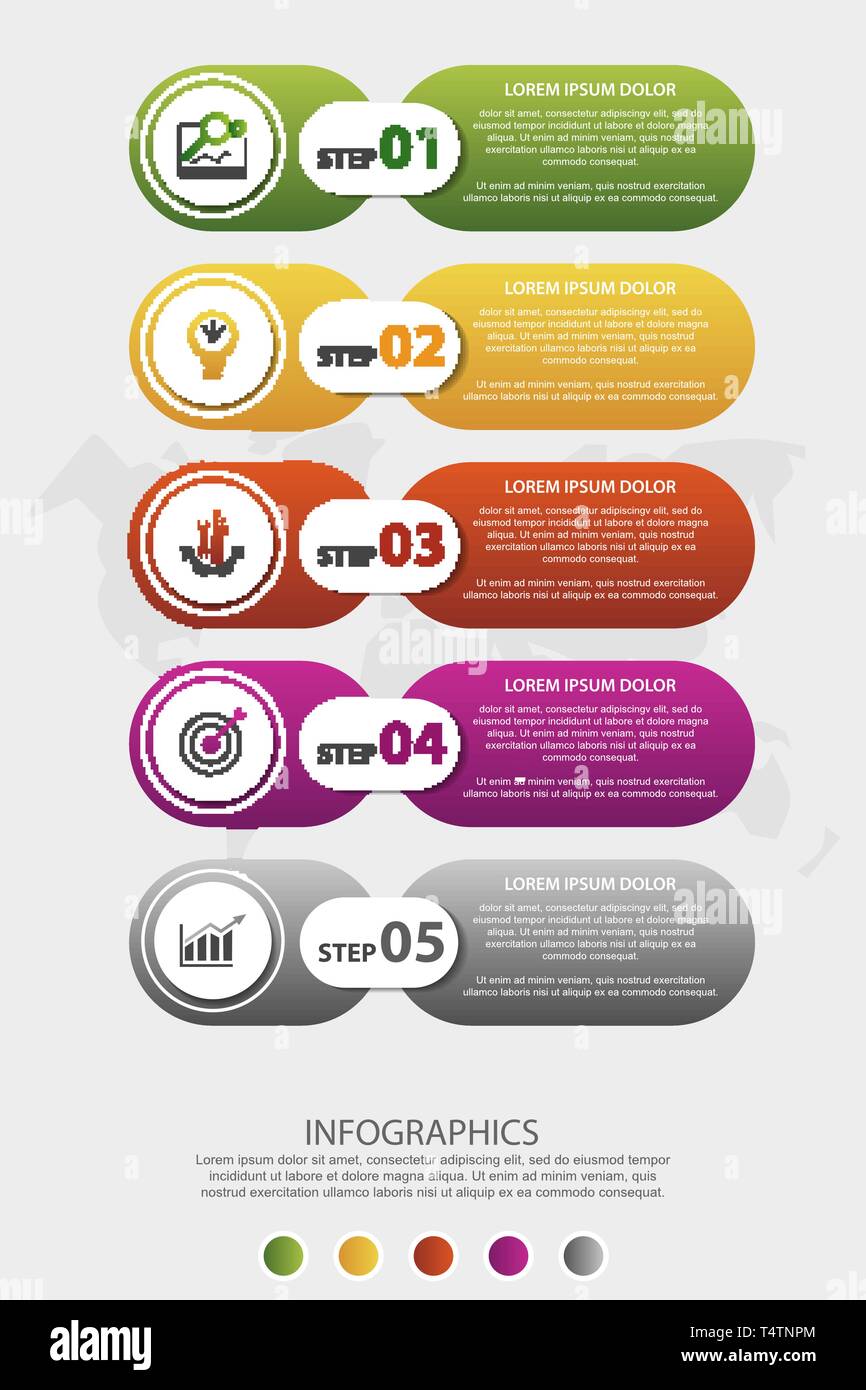 Vector infographic 3D template for five label, diagram, graph ...
