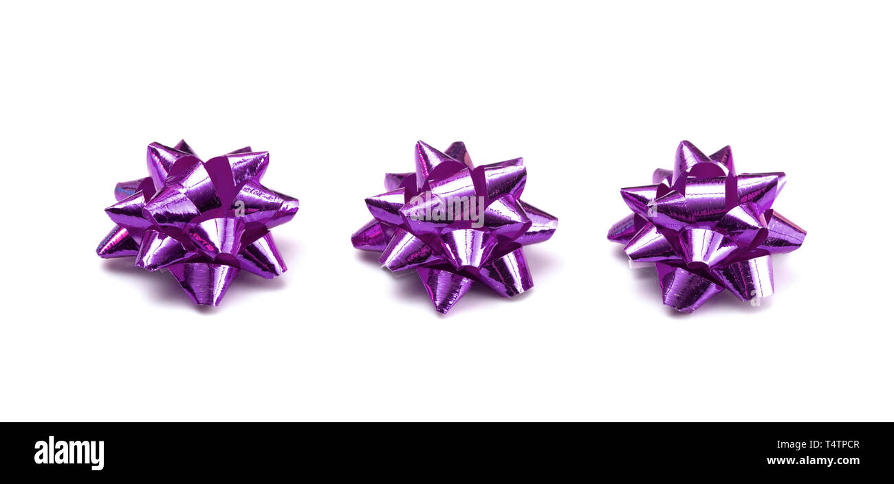 Three Gift Bows in a Row on a White Background Stock Photo - Alamy