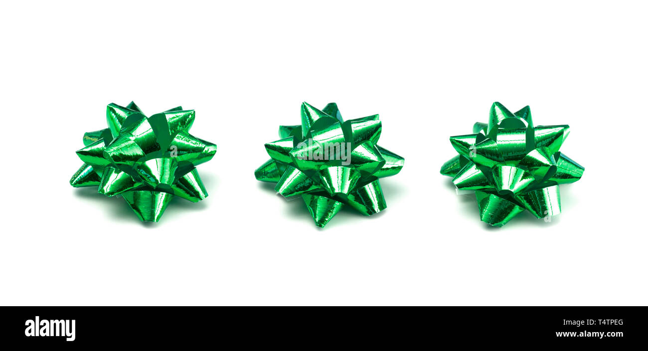 Three Gift Bows in a Row on a White Background Stock Photo - Alamy