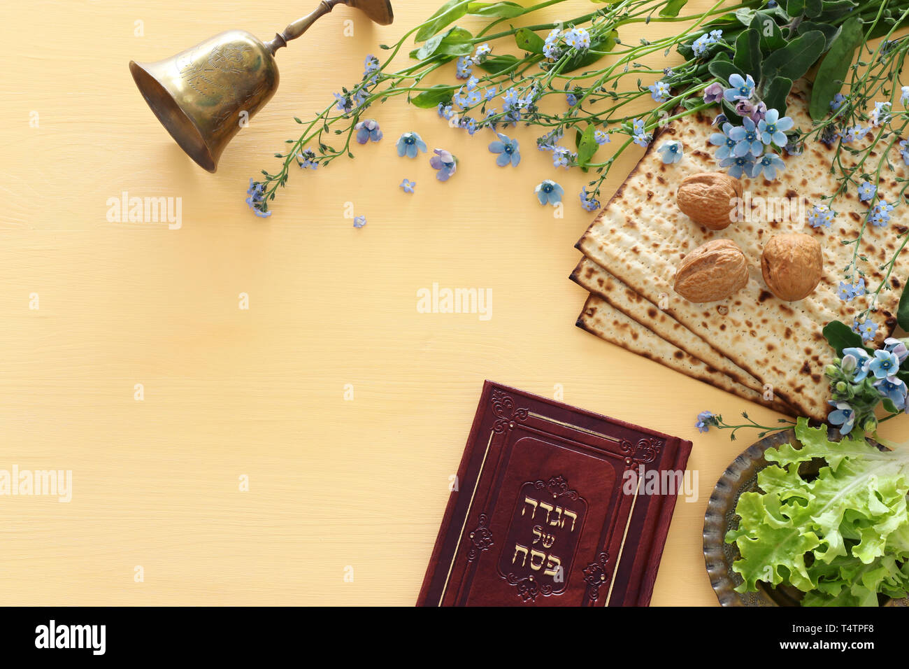 Pesah celebration concept (jewish Passover holiday). Traditional book ...