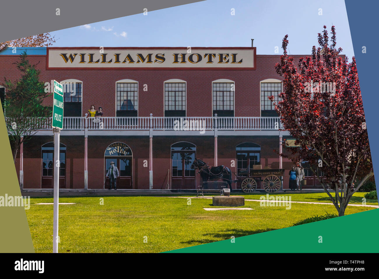 The Town Square in Williams California and the artwork on a building ...