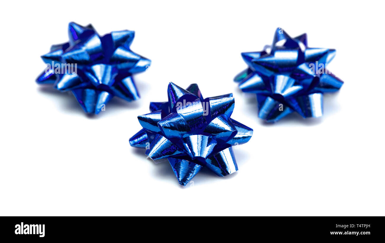 Three Gift Bows in a Row on a White Background Stock Photo - Alamy