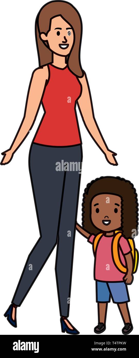 young mother with little daughter Stock Vector Image & Art - Alamy